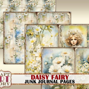 Daisy Fairy Fantasy Junk Journal Pages,fairies Printables Digital Daisies Papers - Etsy