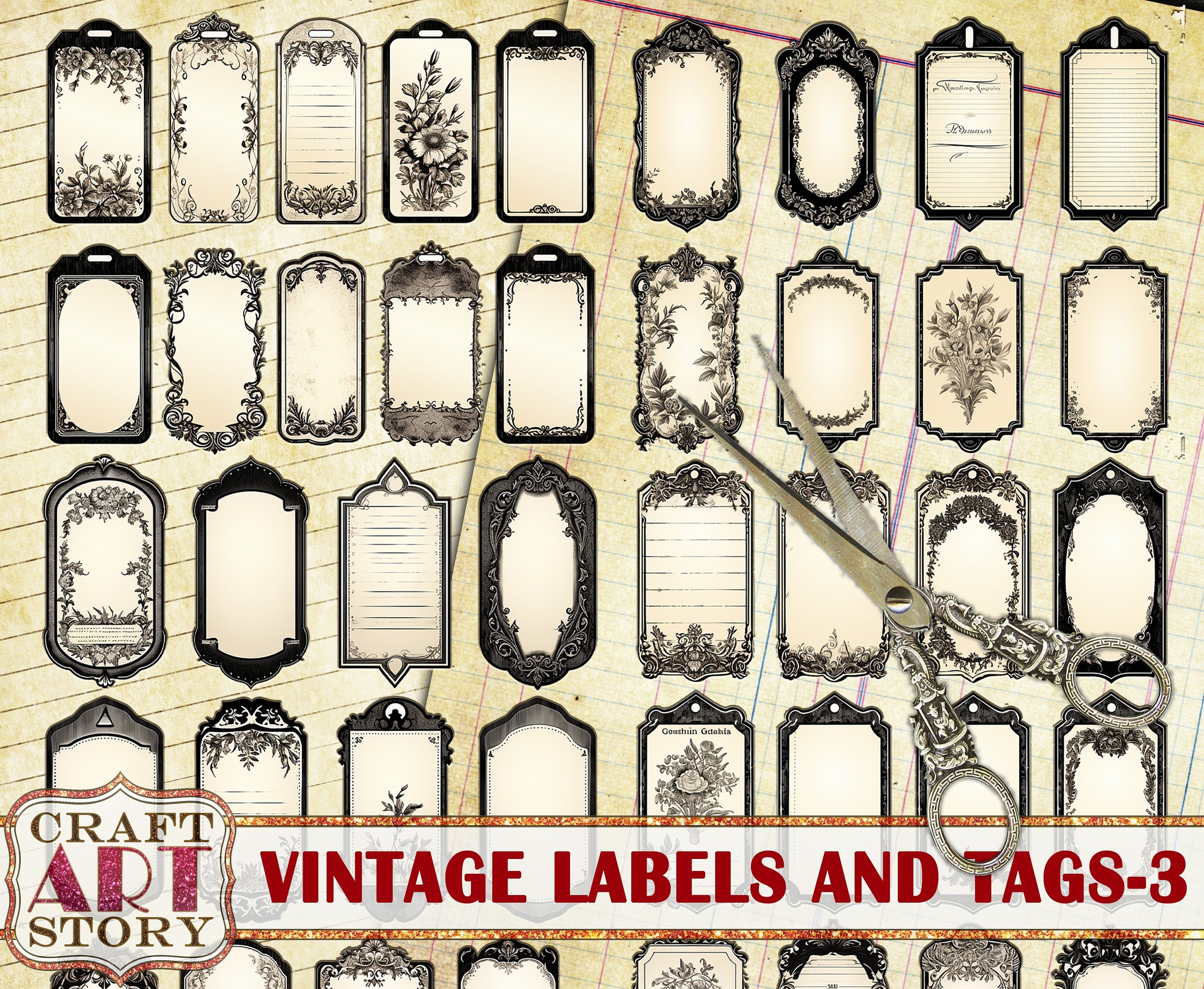 Vintage Labels Tags Blank Set-3printable Ephemera Label - Etsy