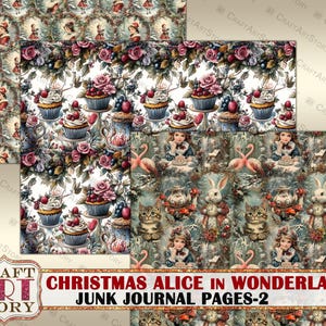 Christmas Alice Wonderland Junk Journal Pages,scrapbook Printables ...