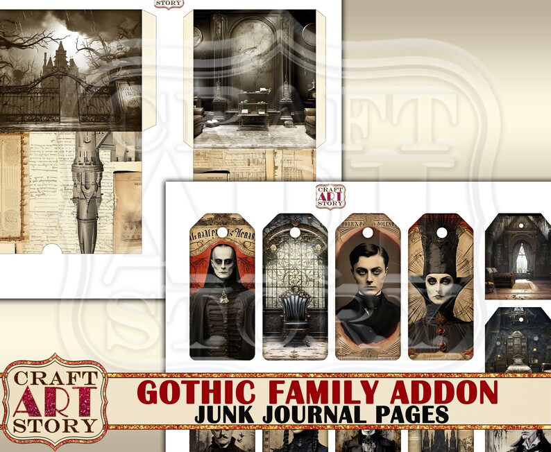 Gothic Family Junk Journal Pages Addon,scrapbook Printables Digital ...