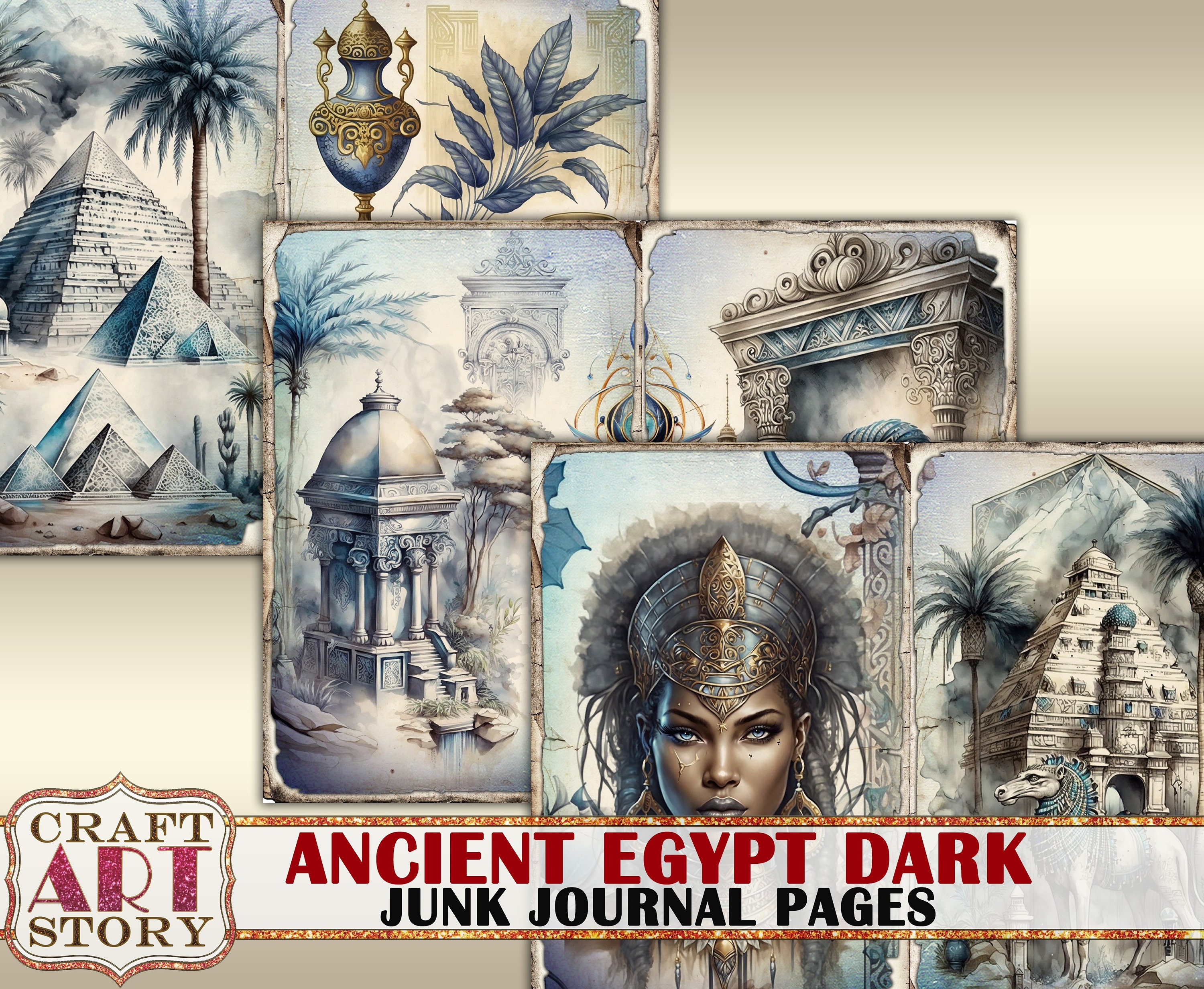 Ancient Egypt Dark Junk Journal Pagesscrapbook Printables - Etsy