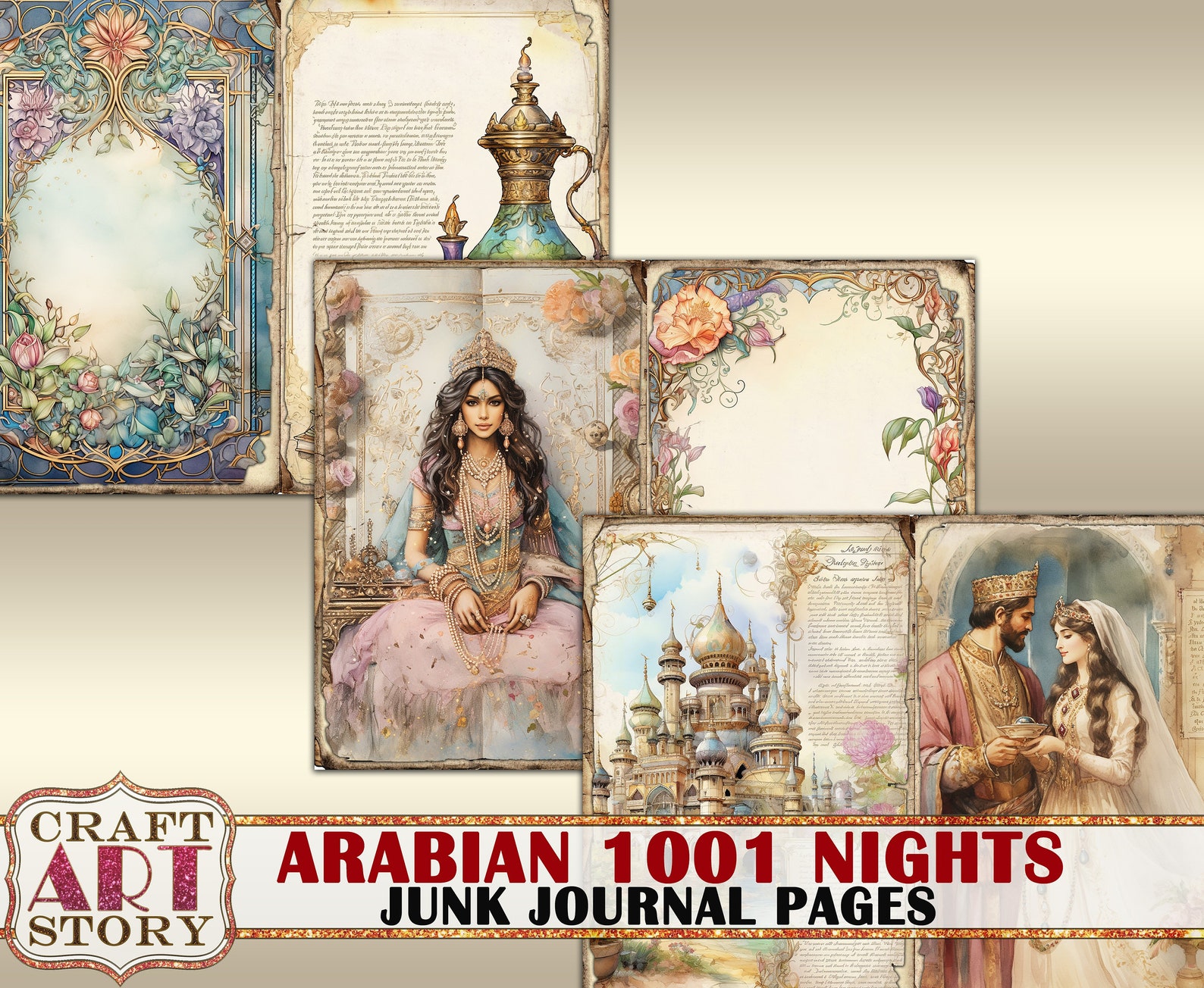Arabian 1001 Nights Junk Journal Pages,fantasy Fairy Tales Printables ...