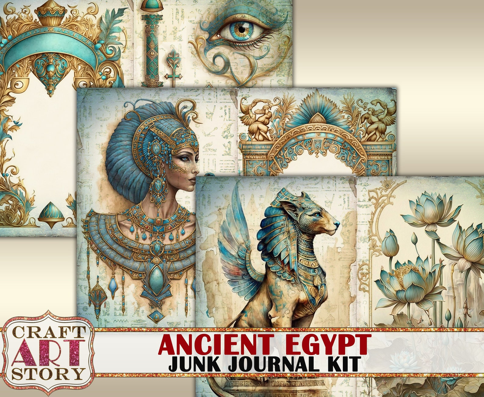 Ancient Egypt Junk Journal Pages,scrapbook Printables Digital Papers - Etsy