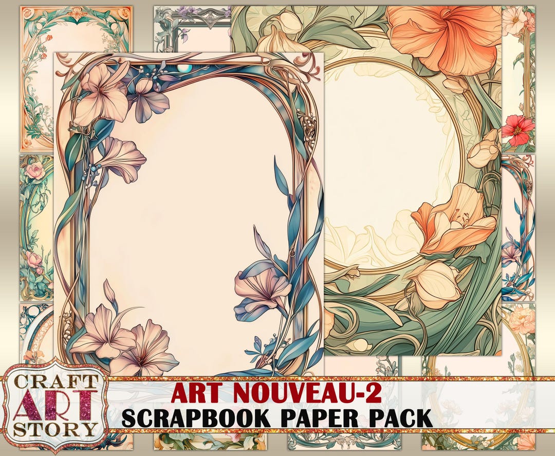 Art Nouveau Frame Journal Pages-2,border,paper Journal Kit - Etsy