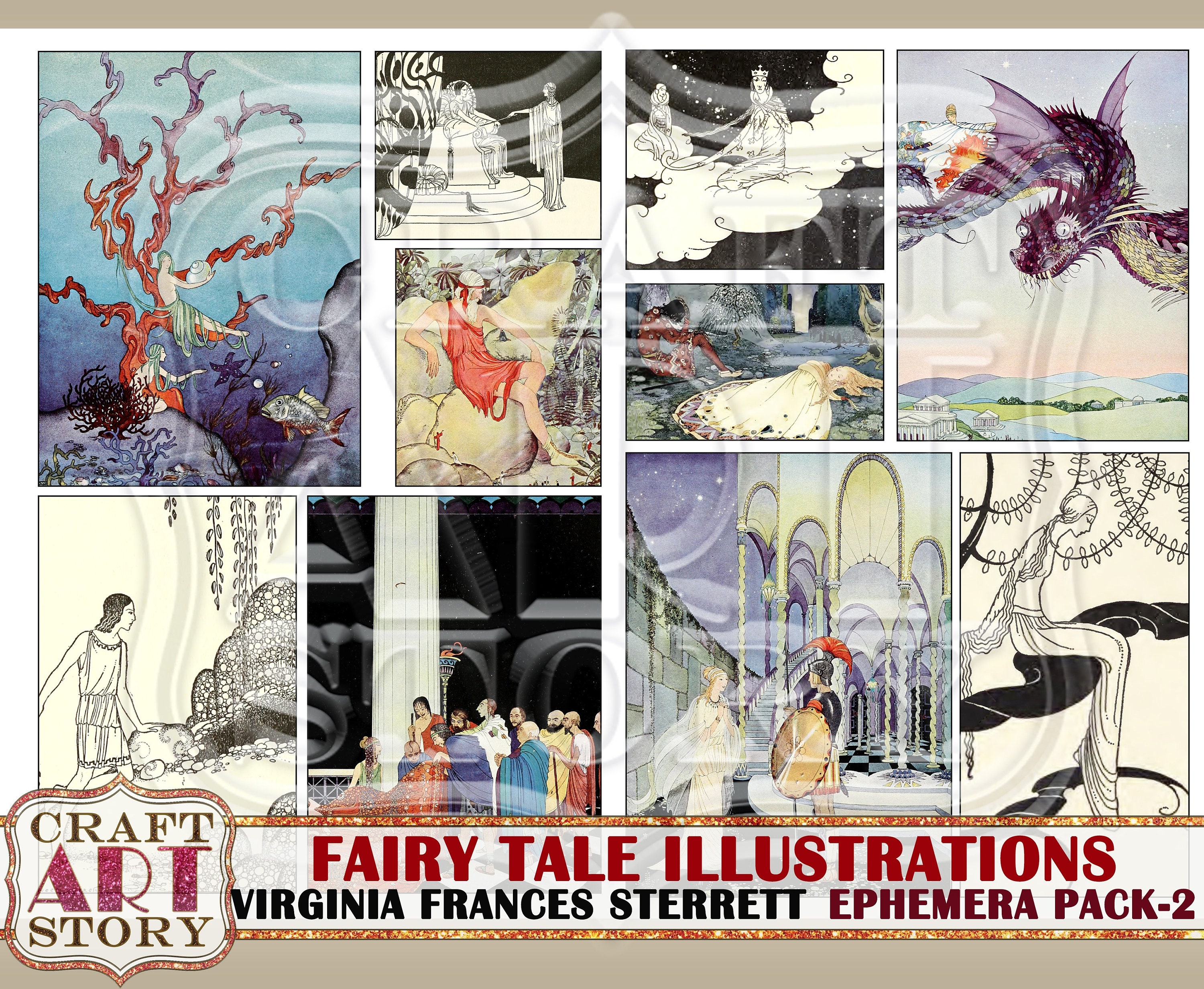 Vintage Fairy Tale Art Illustrations Ephemera Packprintable - Etsy