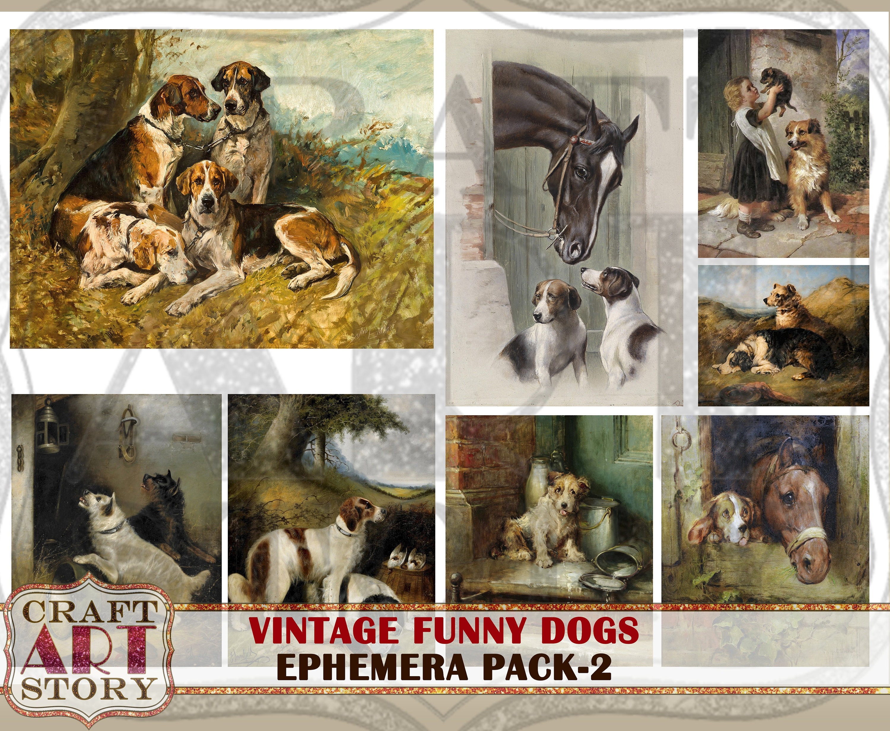 Vintage Funny Dogs Ephemera Pack-2printable Dog Picturesjunk - Etsy
