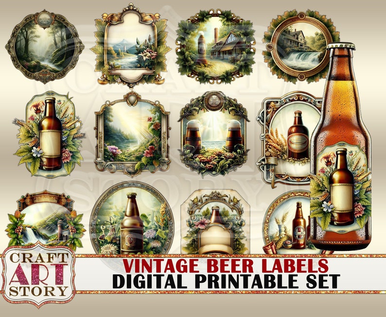 Vintage Beer Labels Printable Blank Set Tags Label - Etsy
