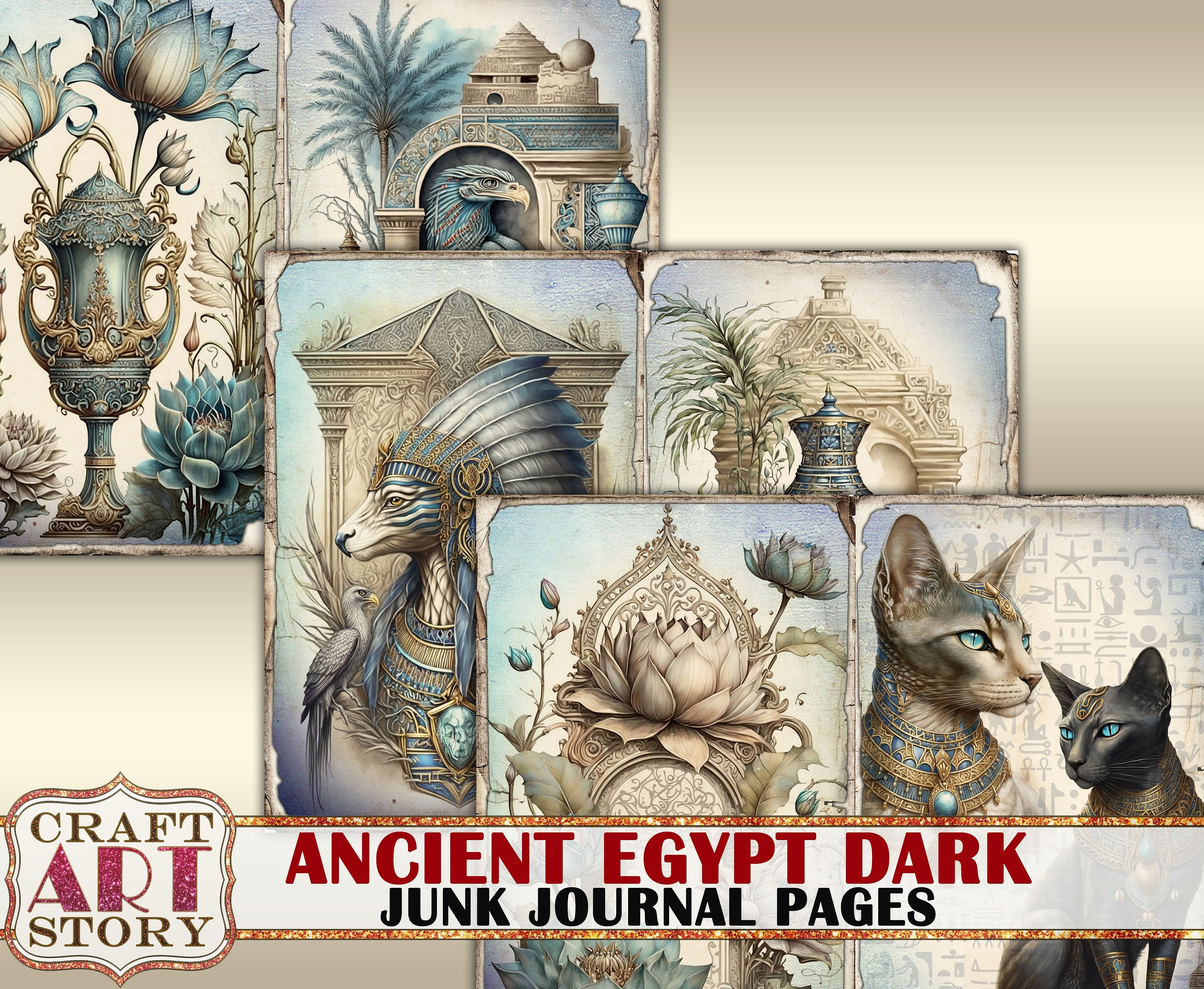 Ancient Egypt Dark Junk Journal Pagesscrapbook Printables - Etsy