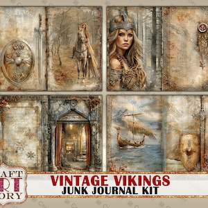 Vintage Vikings Junk Journal Pages,viking Warrior Collage Fantasy ...