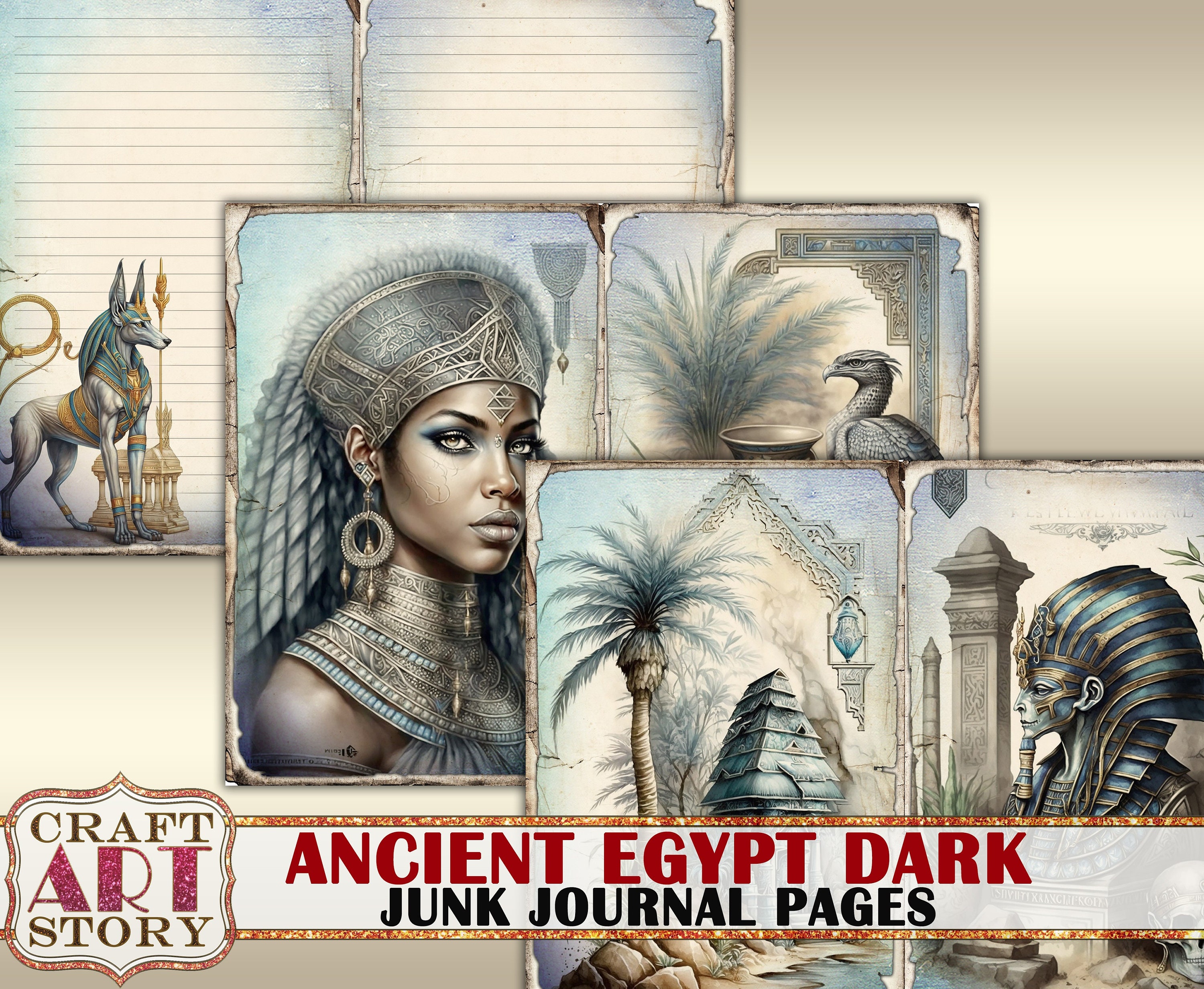 Ancient Egypt Dark Junk Journal Pagesscrapbook Printables - Etsy