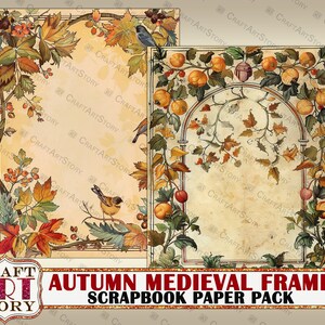 Vintage Autumn Illuminated Frame Journal Pages,border,scrapbook Paper ...