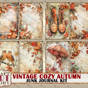 Vintage Cozy Autumn Junk Journal Pages,scrapbook Printables Digital ...