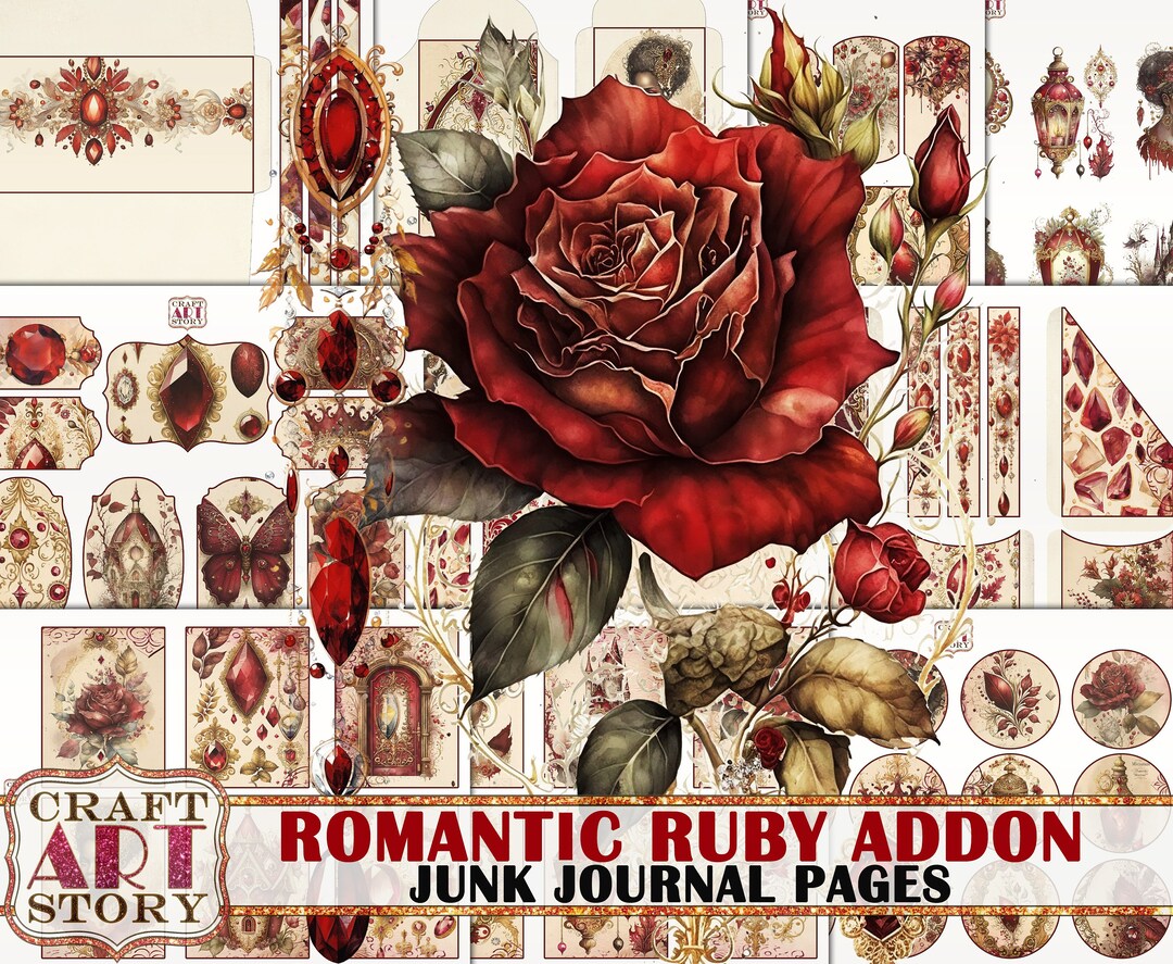 Romantic Ruby Junk Journal Pagesfairy Ruby Scrapbook - Etsy