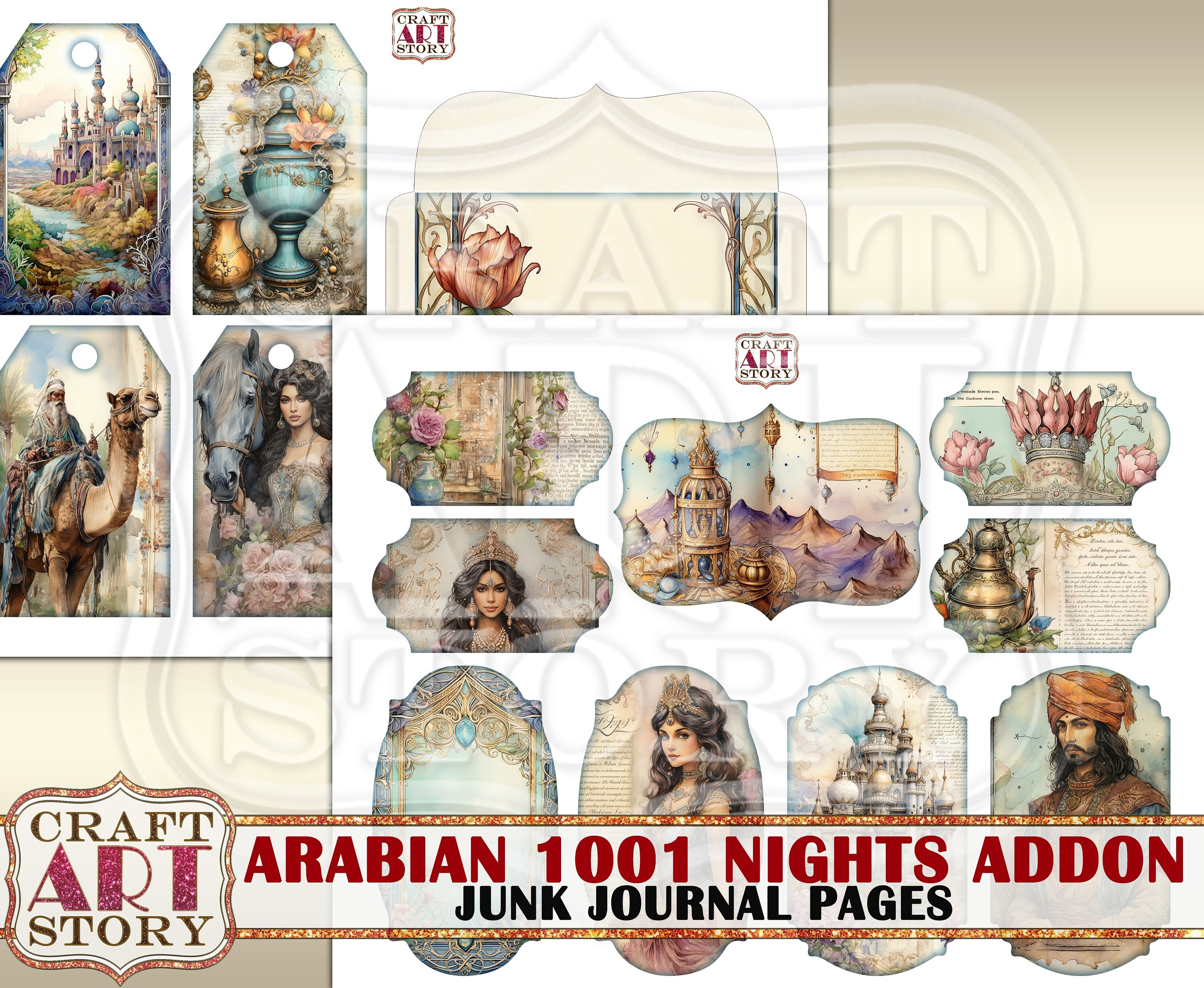 Arabian 1001 Nights Junk Journal Pages Addon,fantasy Fairy Tales ...