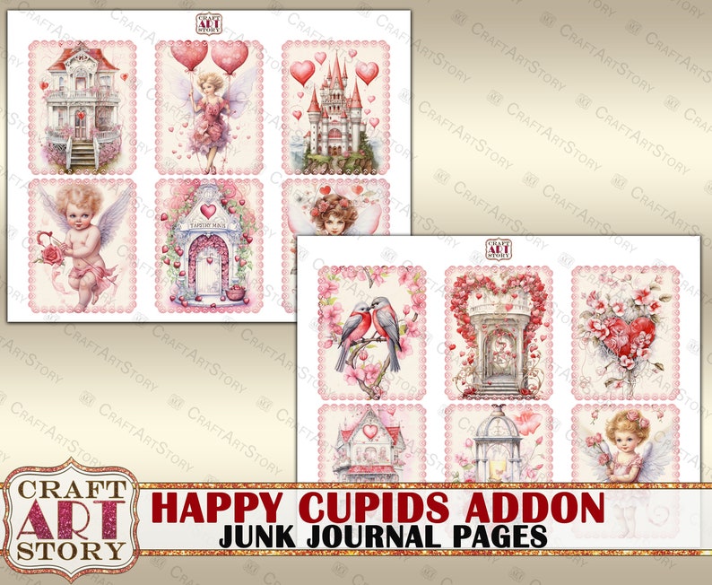 Happy Cupids Valentines Junk Journal Kit Printable,scrapbook Digital ...