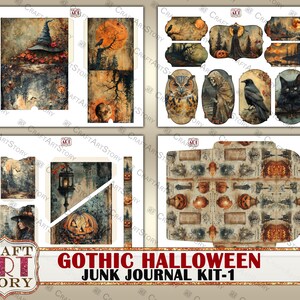 Vintage Gothic Halloween Junk Journal Kit,ephemera Printables Digital ...