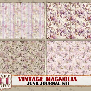 Vintage Magnolia Junk Journal Kit,scrapbook Printables Digital Papers ...