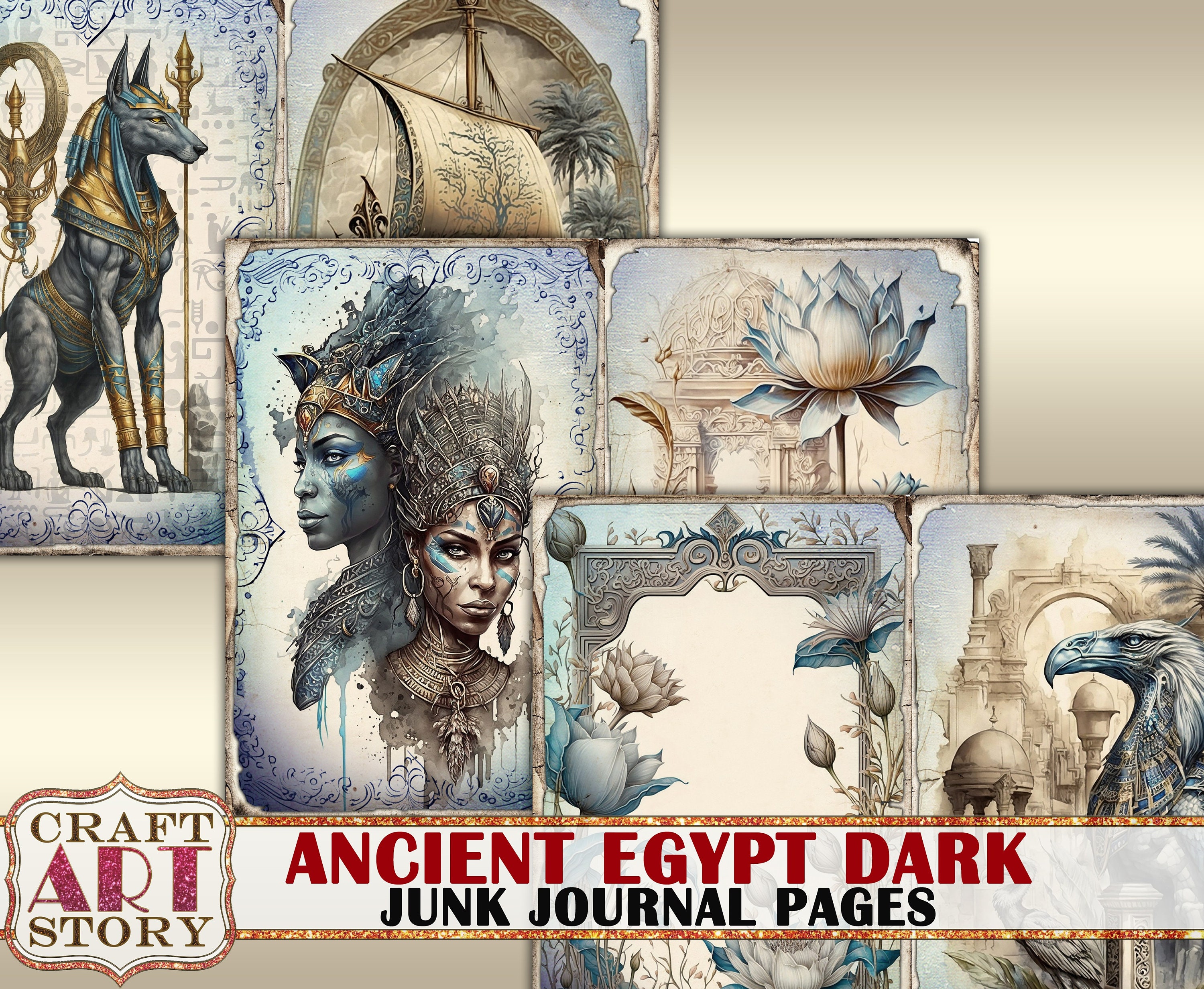 Ancient Egypt Dark Junk Journal Pagesscrapbook Printables - Etsy