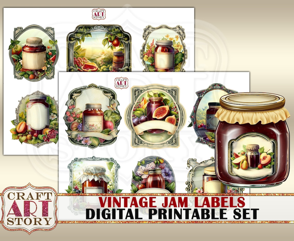 Vintage Jam Labels Printable Blank Setfruits Tags Label - Etsy