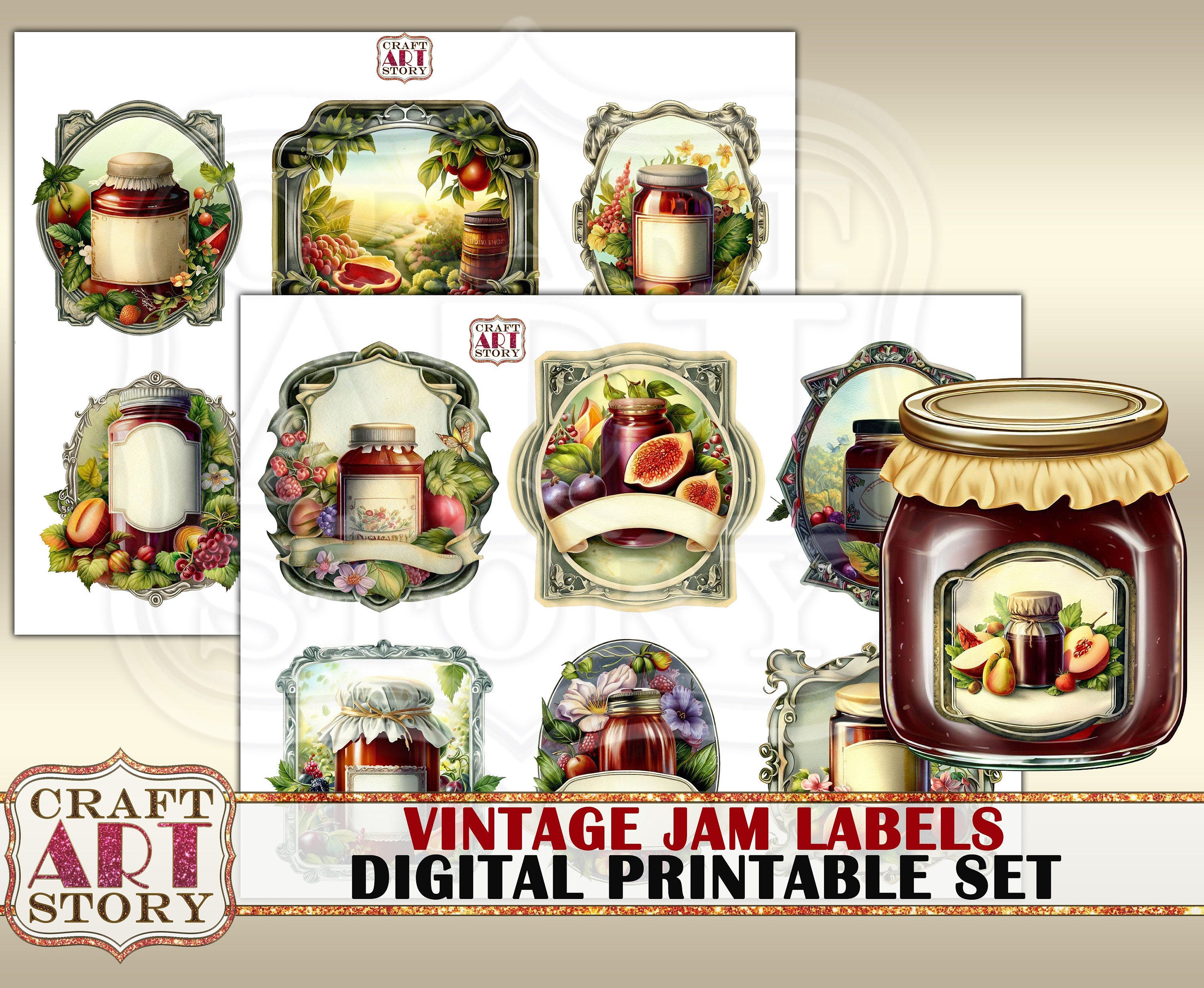 Vintage Jam Labels Printable Blank Setfruits Tags Label - Etsy Australia