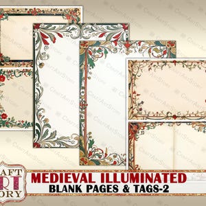 Vintage Medieval Illuminated Blank Pages & Tags-2,border,paper Journal ...