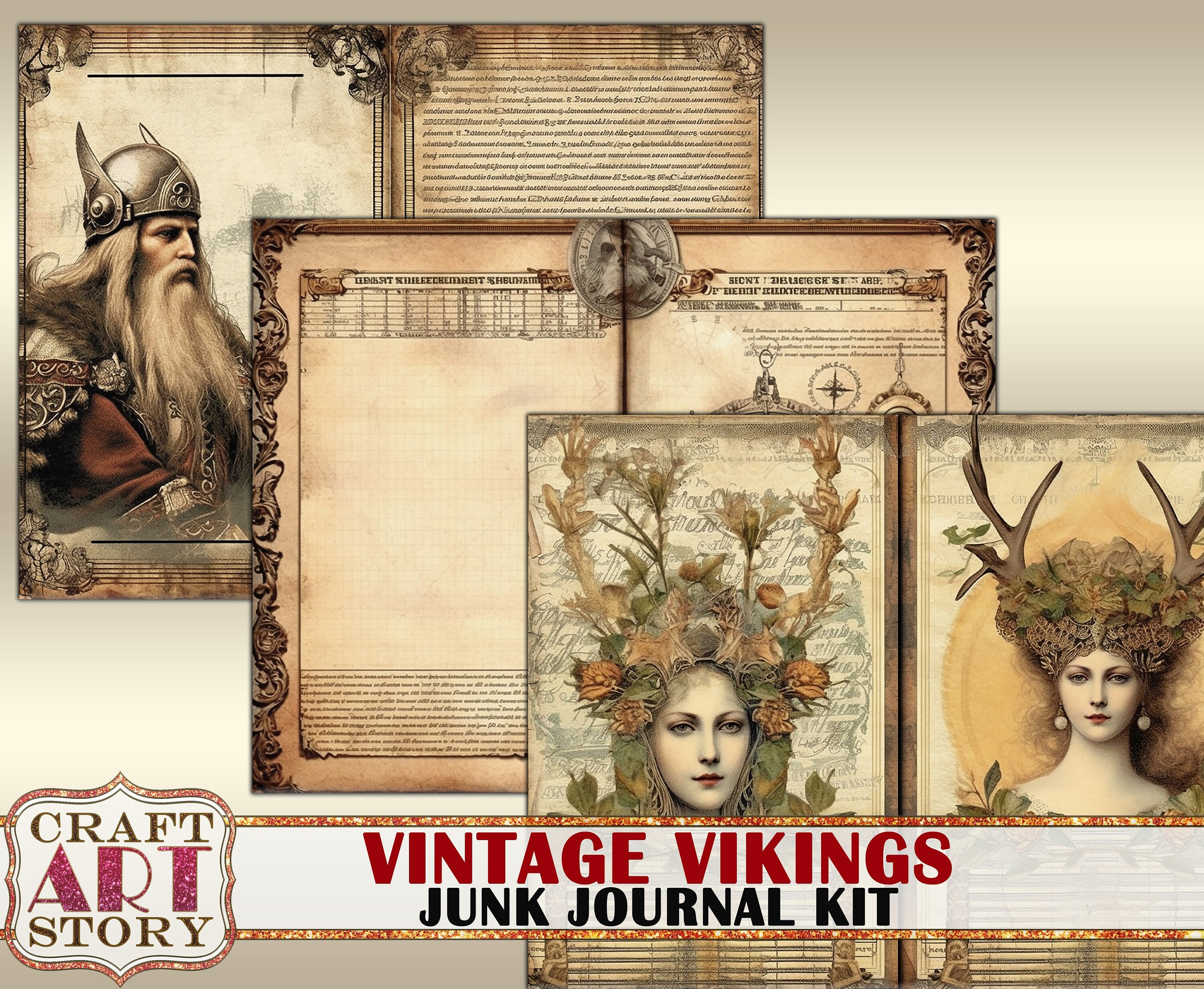 Vintage Vikings Junk Journal Pagesviking Warrior Collage - Etsy