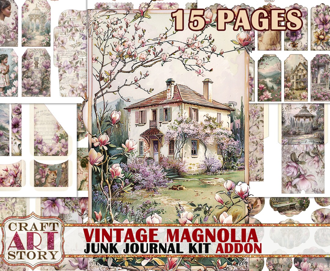 Vintage Magnolia Junk Journal Kit Addon,scrapbook Printables Digital ...