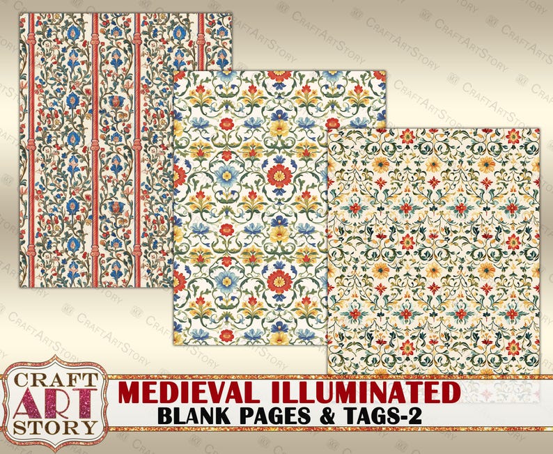 Vintage Medieval Illuminated Blank Pages & Tags-2,border,paper Journal ...