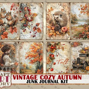 Vintage Cozy Autumn Junk Journal Pages,scrapbook Printables Digital ...