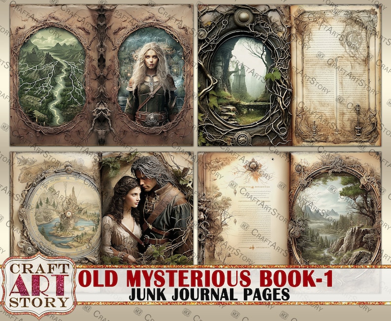 Old Mysterious Book Junk Journal Pages,wizards Fantasy Printables ...
