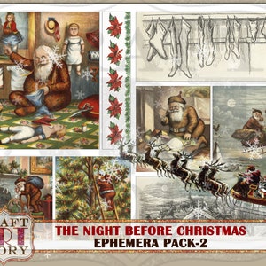 Vintage Christmas Ephemera Pack-2,the Night Before Christmas Digital ...