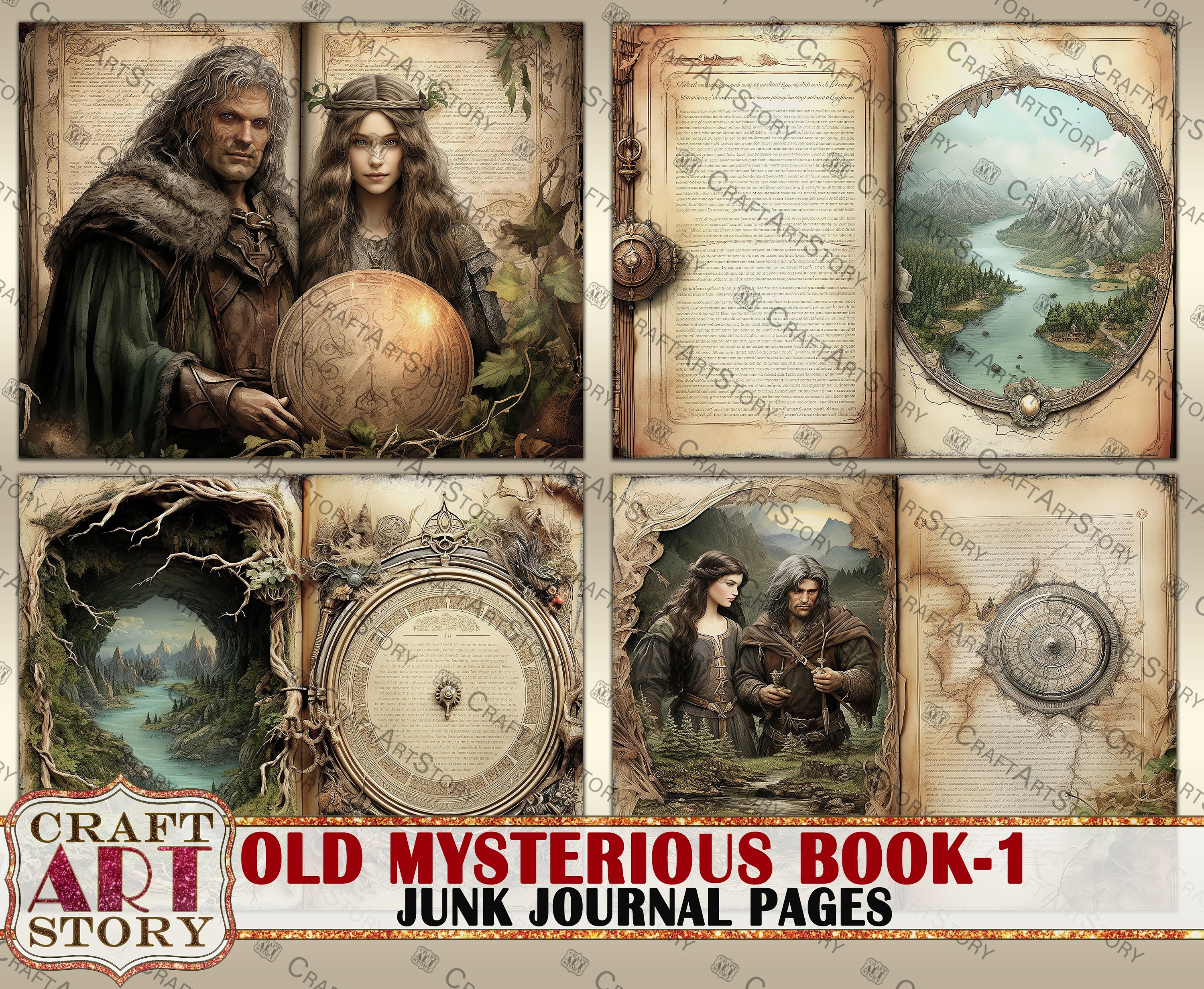 Old Mysterious Book Junk Journal Pages,wizards Fantasy Printables ...