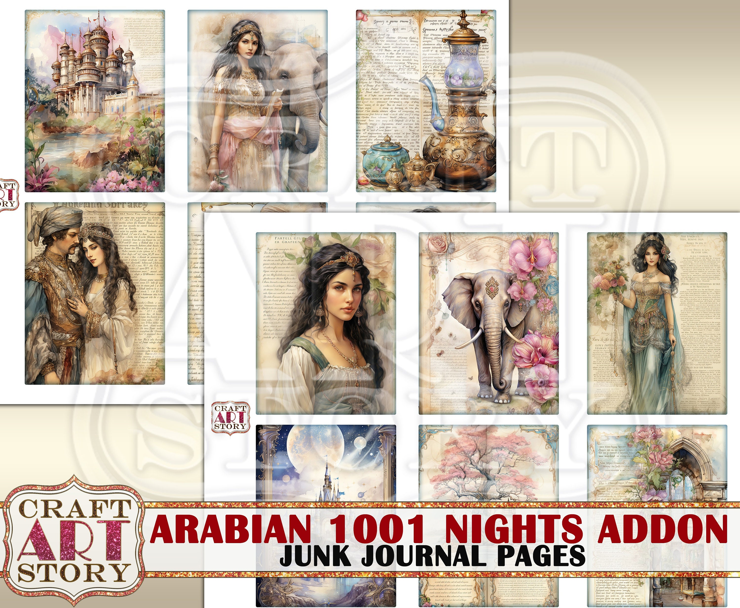 Arabian 1001 Nights Junk Journal Pages Addon,fantasy Fairy Tales ...