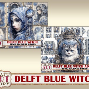 Delft Blue Witch Junk Journal Pages Addon,scrapbook Printables Digital ...