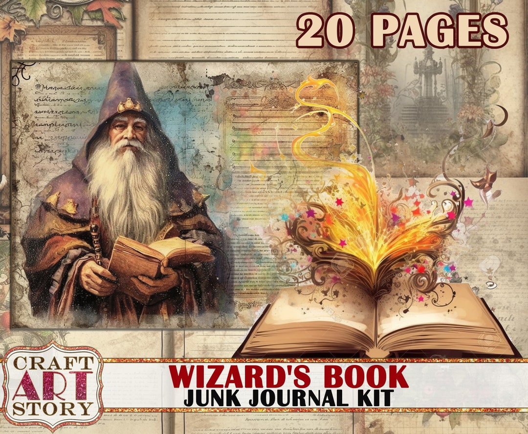Wizards Book Fantasy Junk Journal Pages,printables Digital Magic Papers ...