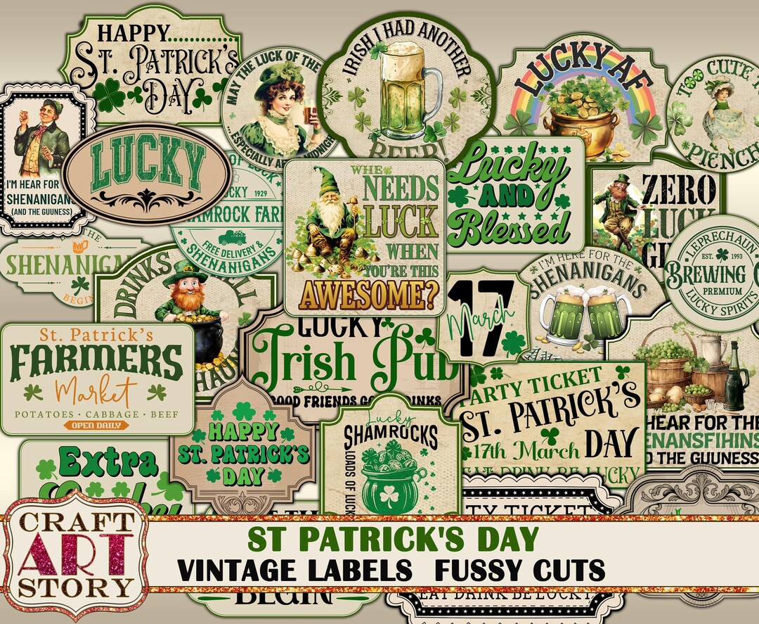 St Patrick's Day Vintage Labels, Irish Ephemera (digital Download) - Etsy