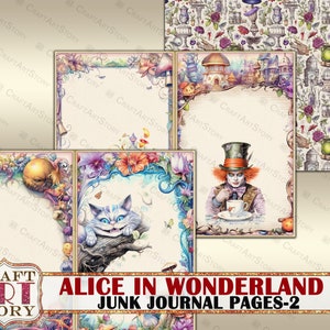 Alice Wonderland Junk Journal Pages,scrapbook Printables Digital Papers ...