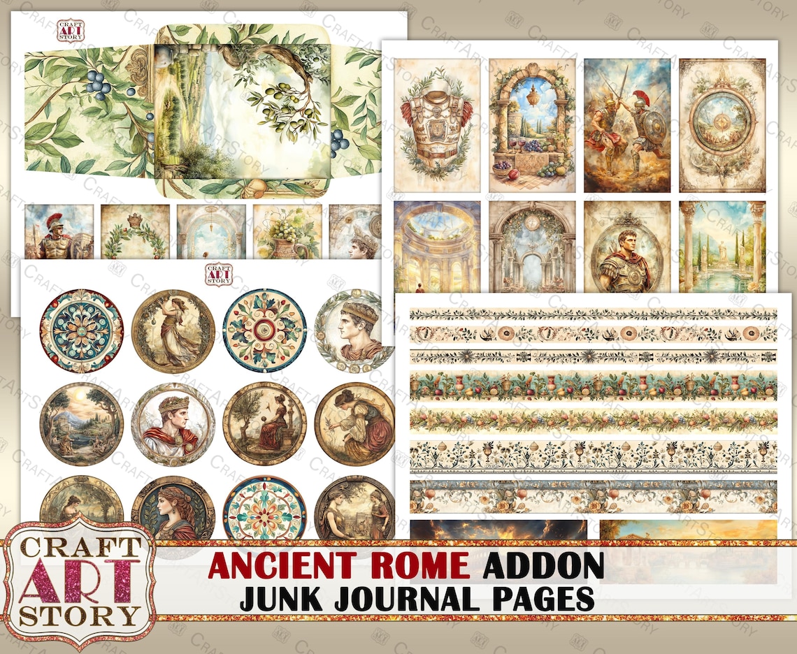 Ancient Rome Junk Journal Pages Addon,scrapbook Printables Digital ...