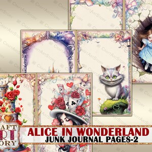 Alice Wonderland Junk Journal Pages,scrapbook Printables Digital Papers ...