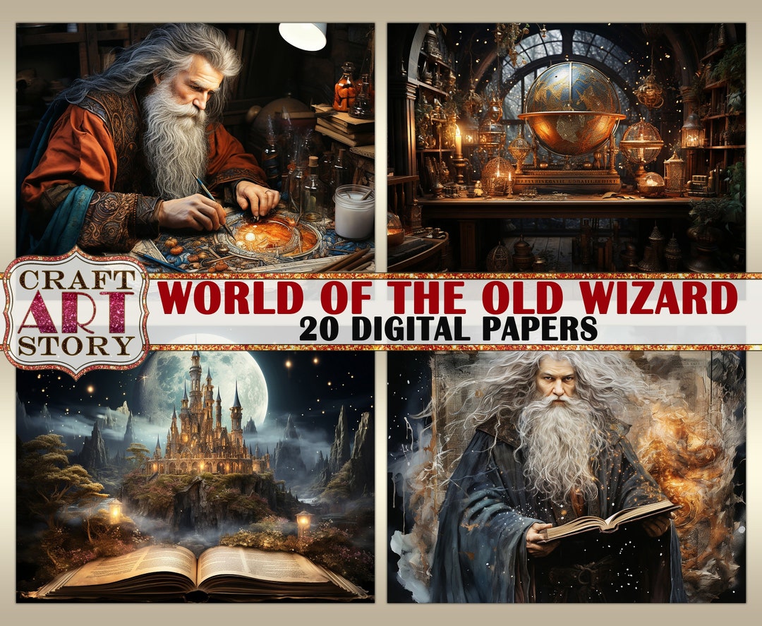 Old Wizard Digital Papers,printables Magic Background, Wizard World ...