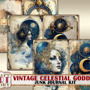 Vintage Celestial Goddess Junk Journal Pages,moon Scrapbook Printables ...