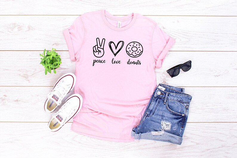 Peace Love Donuts Shirt Funny Ladies Shirts for Women - Etsy
