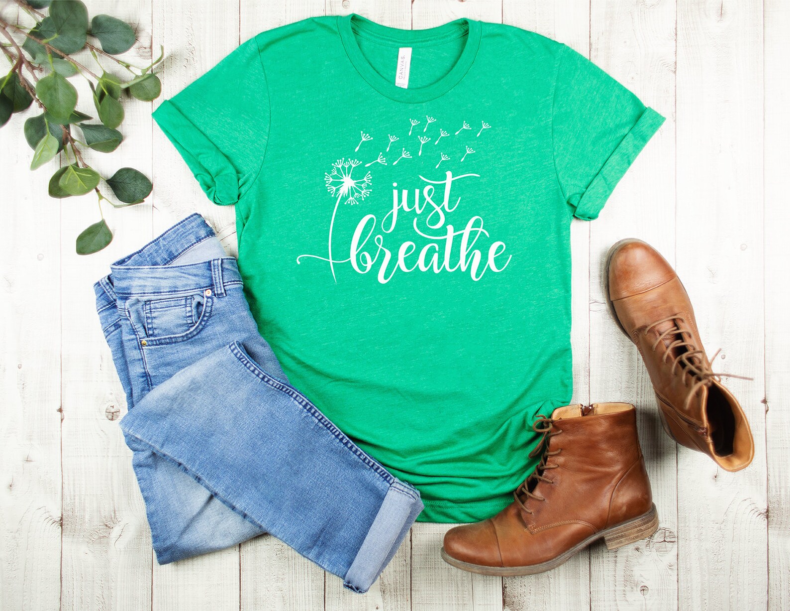 Just Breathe T Shirt Blowing Dandelion Tee Nature Lovers T Etsy