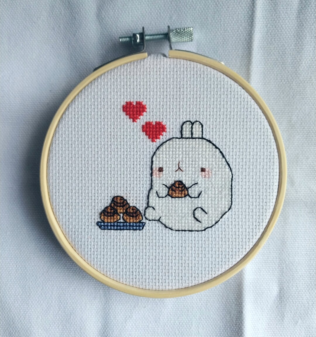 Molang Breakfast, Completed Cross Stitch, 4 Inch Embroidery Hoop Art - Etsy