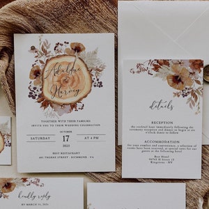 Wedding Invitation Fall Wedding Invitation Rustic Autumn - Etsy