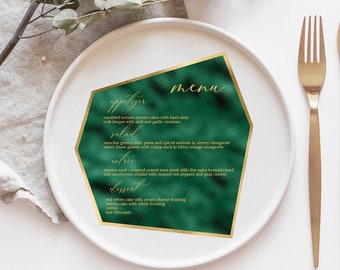Green and Gold Menu | Etsy