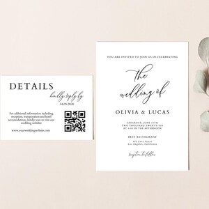 Wedding Invitation QR Code, Minimalist Wedding Invitation Template ...
