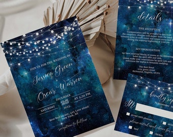 Galaxy Wedding Invitation Template, Printable Wedding Invitation, Instant Download, Customizable ...