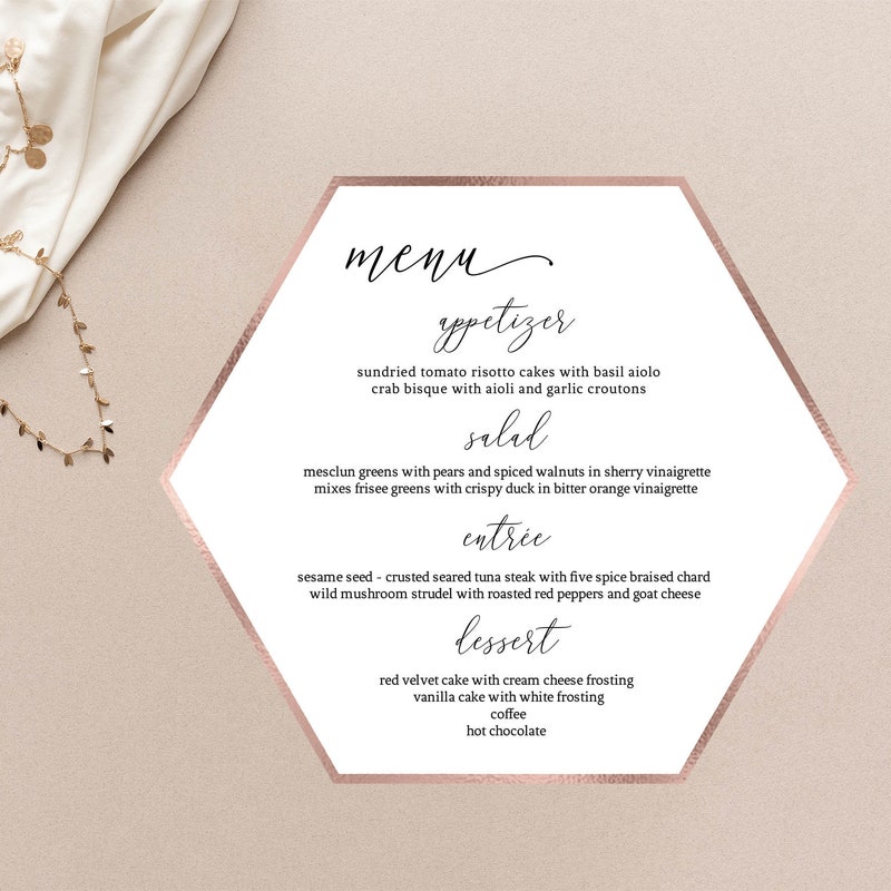 Hexagon Menu - Etsy