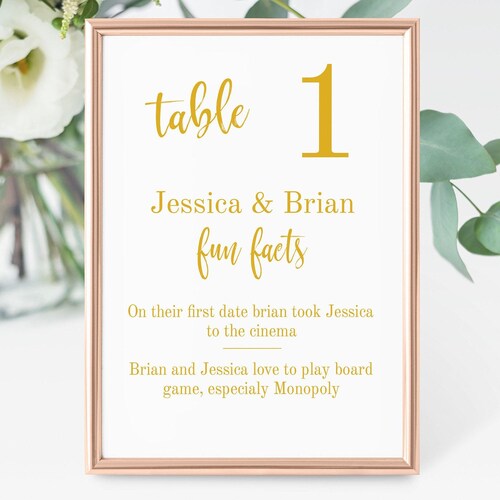 Fun Facts Wedding Cards Fun Facts Table Numbers Did You Know - Etsy UK
